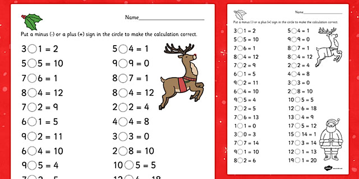 Christmas-Themed Subtraction and Addition Activity | Age 4–7