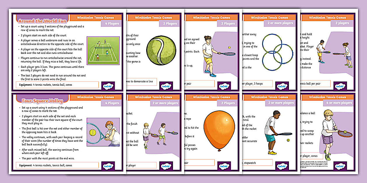 Tennis Lessons Wimbledon Game Cards | Twinkl KS1 | PE Tennis