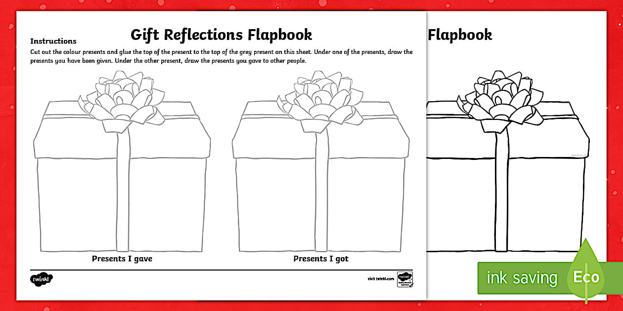 Christmas Gift Reflections Colouring Page | Art | Twinkl