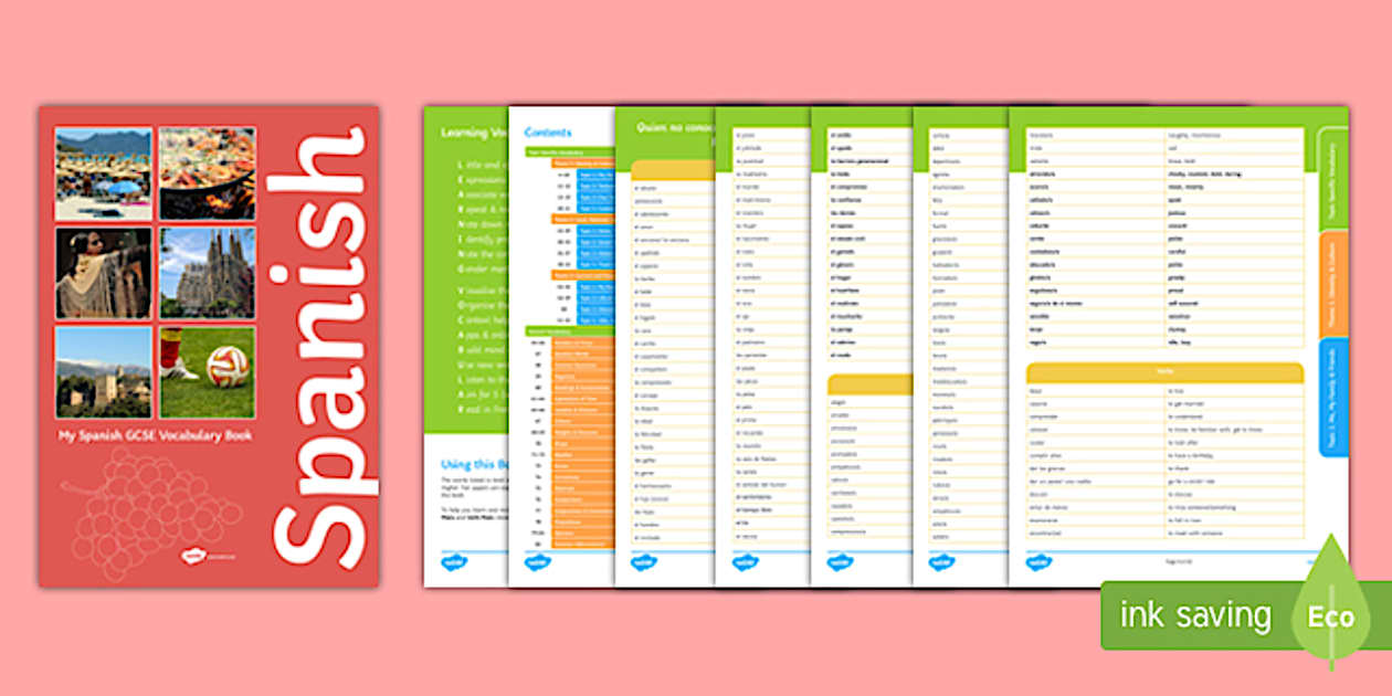 My Spanish GCSE Vocabulary Book (teacher made) - Twinkl