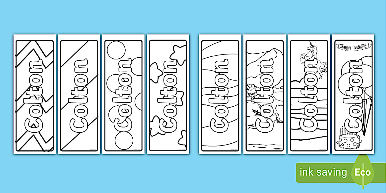 Colton Name Simple Colouring Bookmarks | Twinkl | KS1