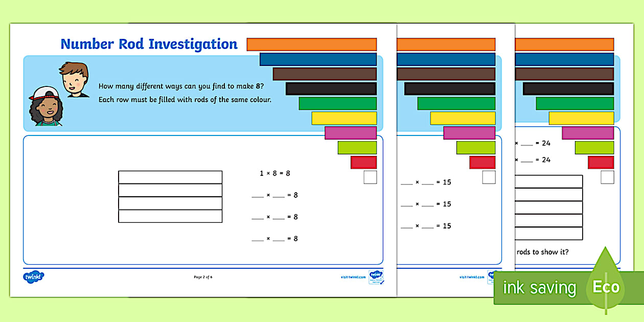 Multiplication Array Number Rod Investigation Worksheet