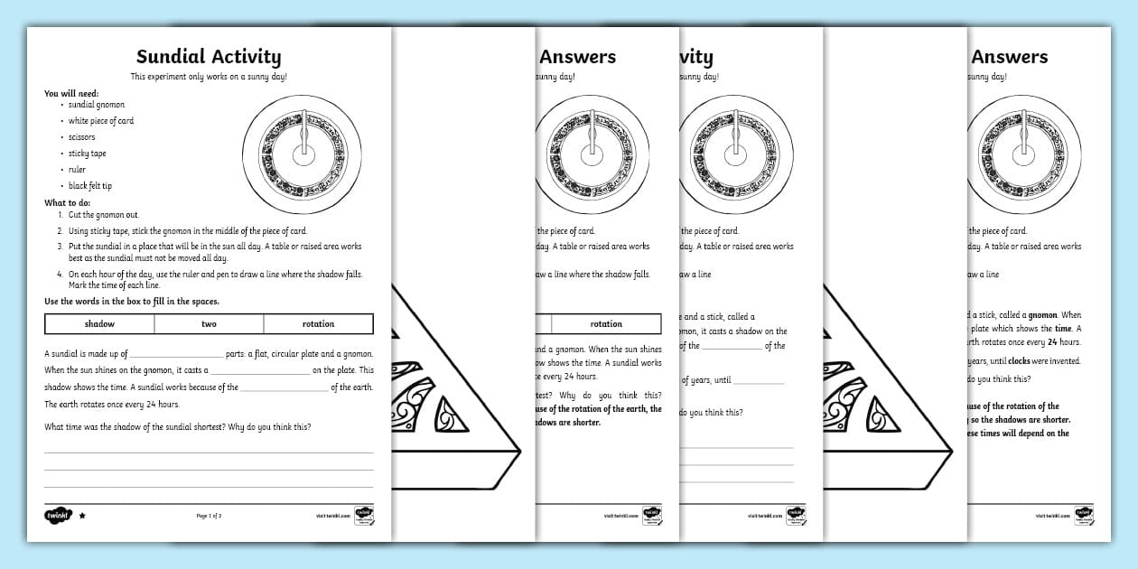 Sundial Worksheet (teacher made) - Twinkl