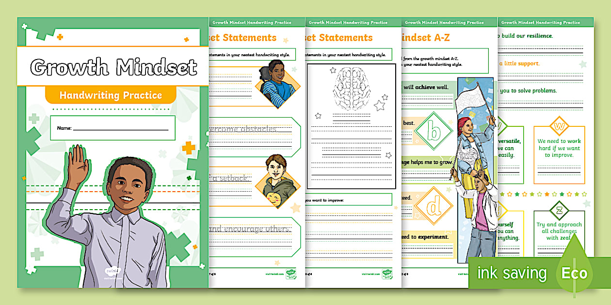 Cursive LKS2 Growth Mindset Handwriting Practice Booklet