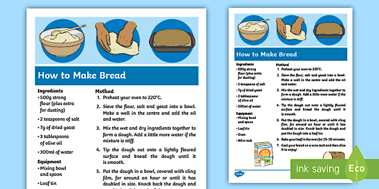 Bread Recipe Sheet (teacher made) - Twinkl