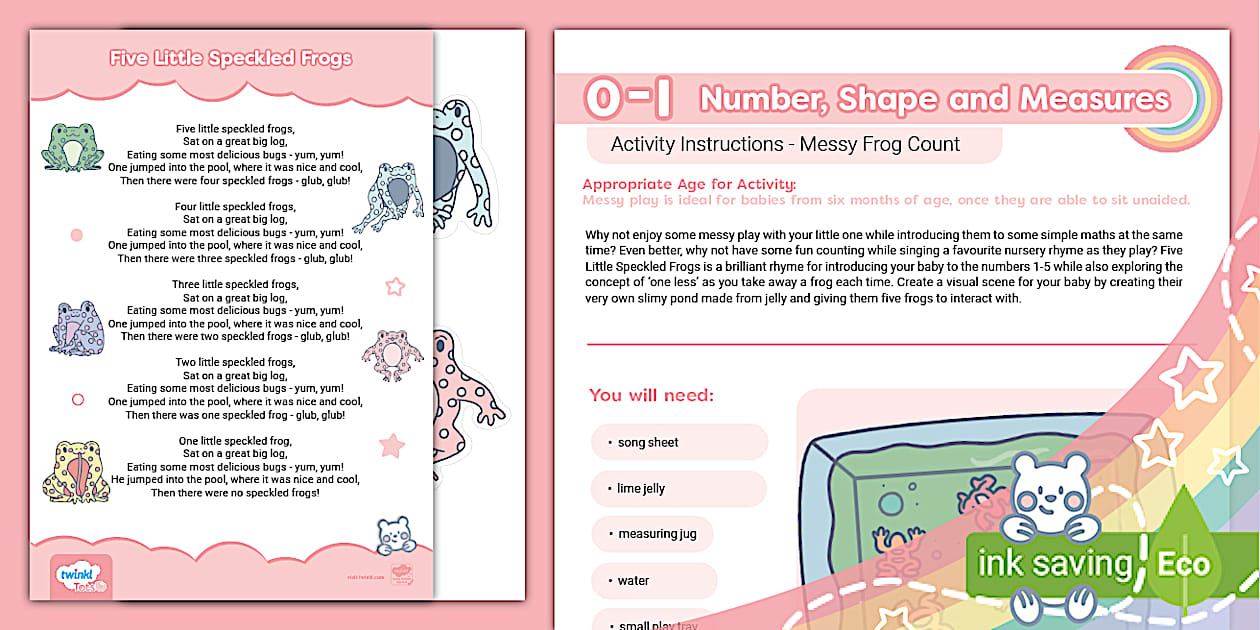 FREE! - 0-12 Months Number Shape Measures Messy Frog Count