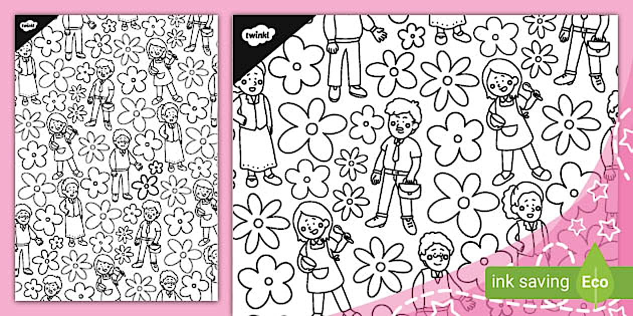Mother's Day Pattern Doodle Colouring Sheet (teacher made)