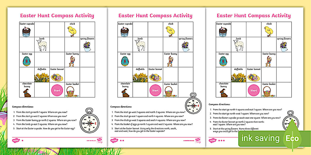 Easter Hunt Compass Activity - Twinkl - KS1 - Geography
