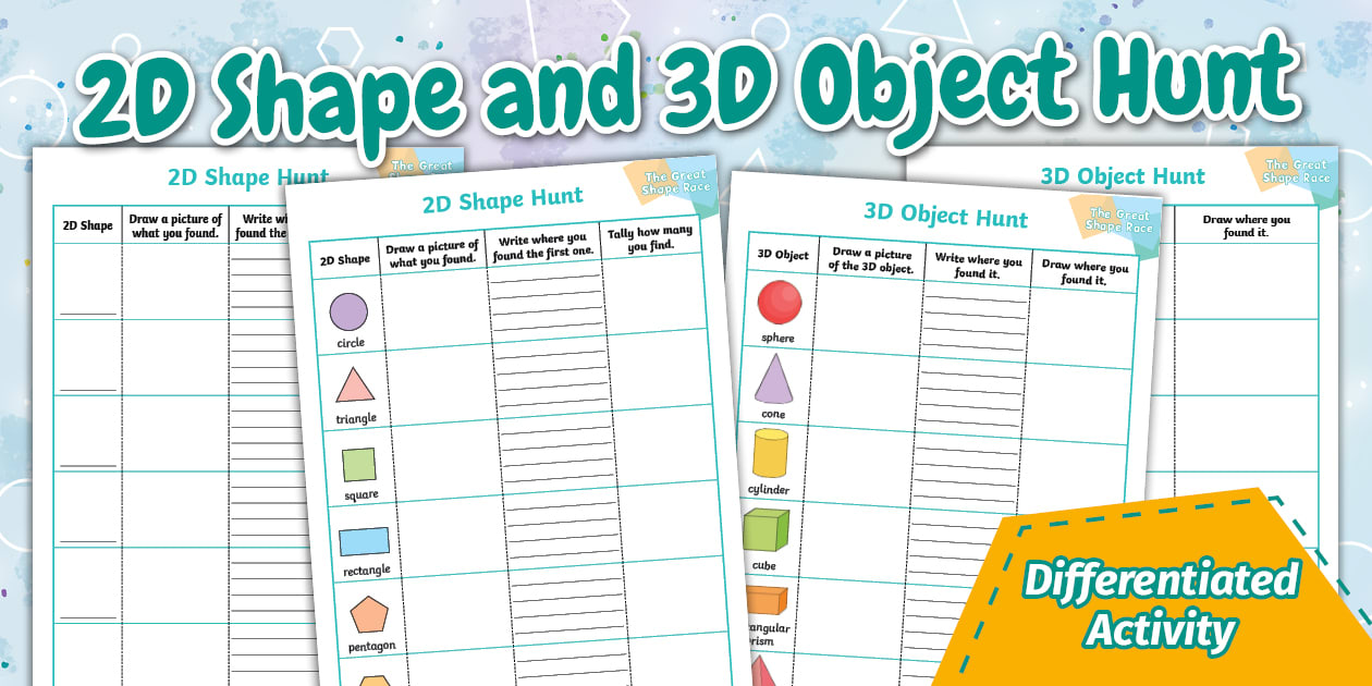 Great Shape Race 2D Shape and 3D Object Differentiated Hunt