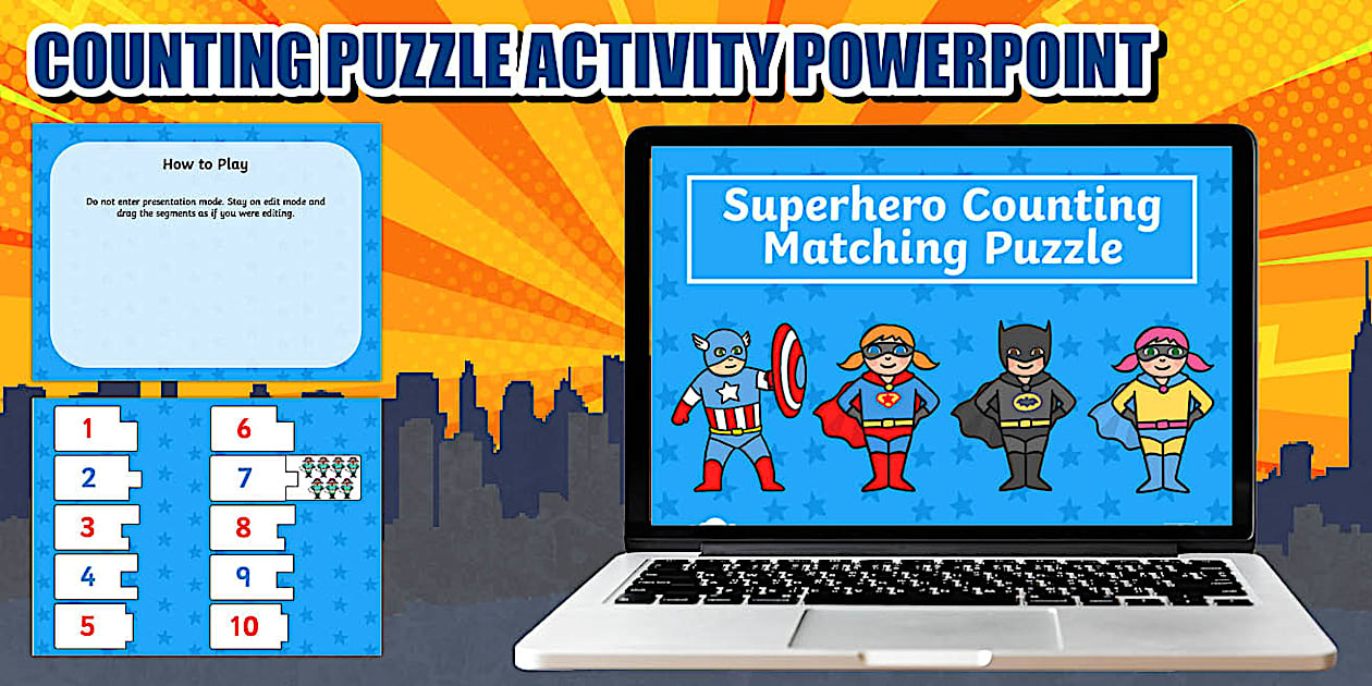 Superhero Themed Counting Puzzle Activity presentation