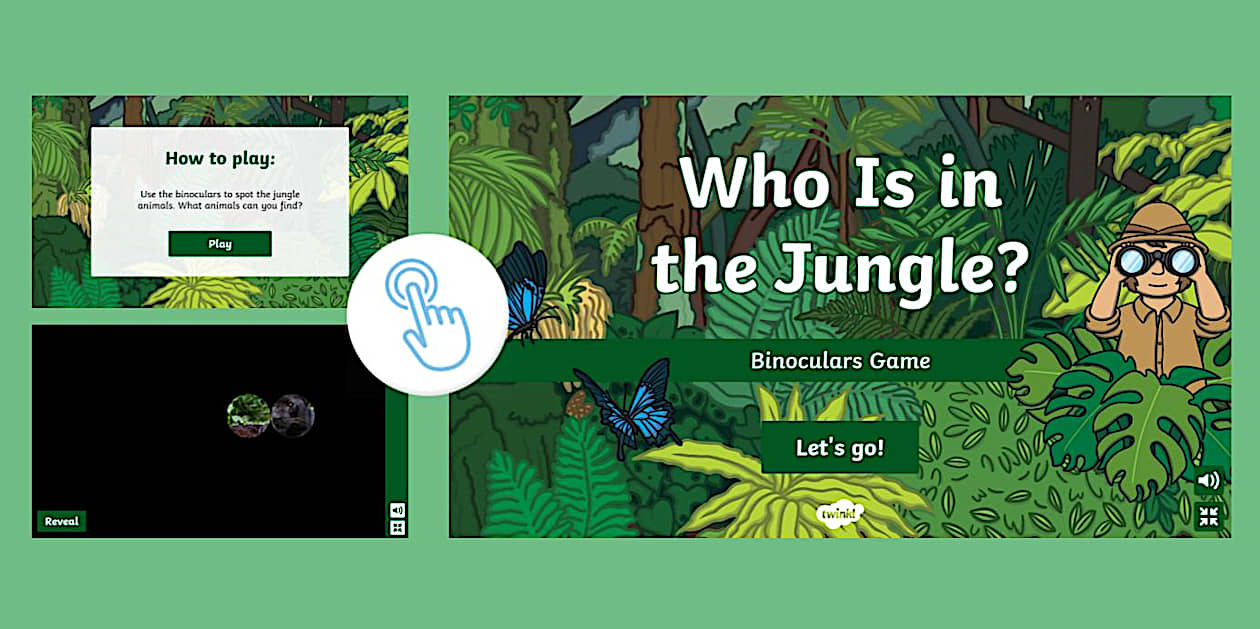 Who Is in the Jungle? Binoculars Interactive Game | Twinkl