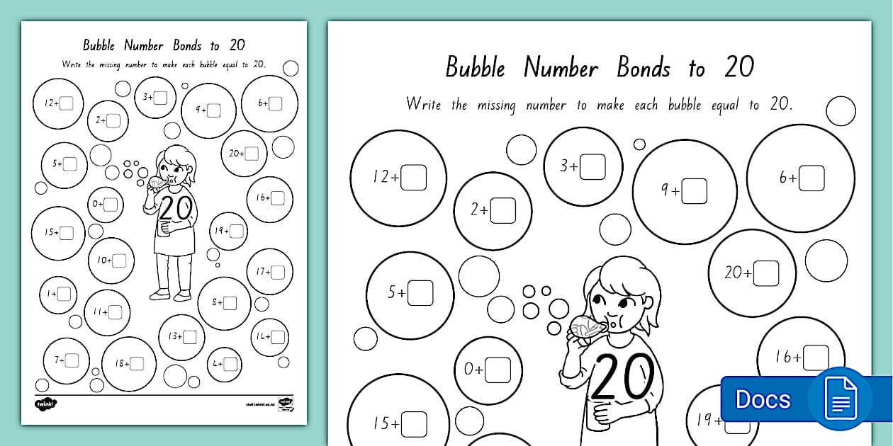 Bubble Number Bonds to 20 (teacher made) - Twinkl
