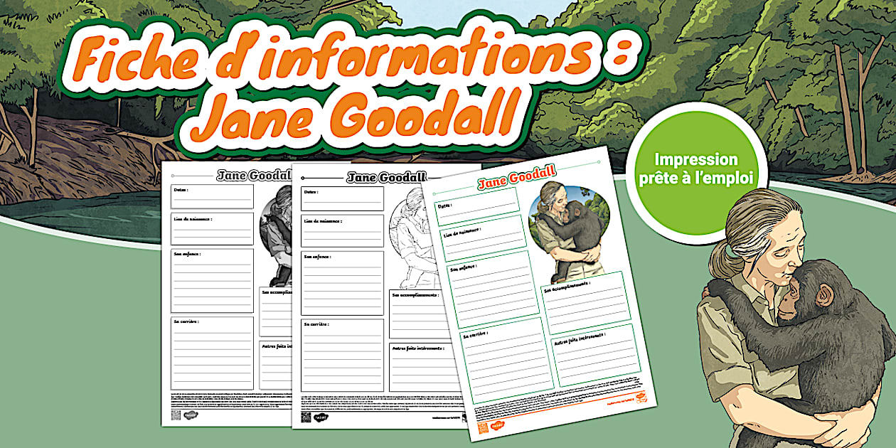 Fiche d'informations : Jane Goodall - Twinkl