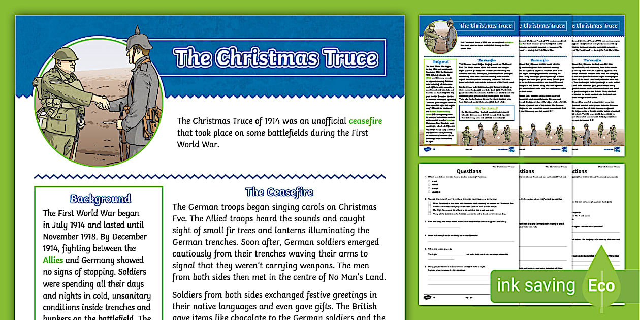 Black and White First World War: The Christmas Truce Differentiated Reading