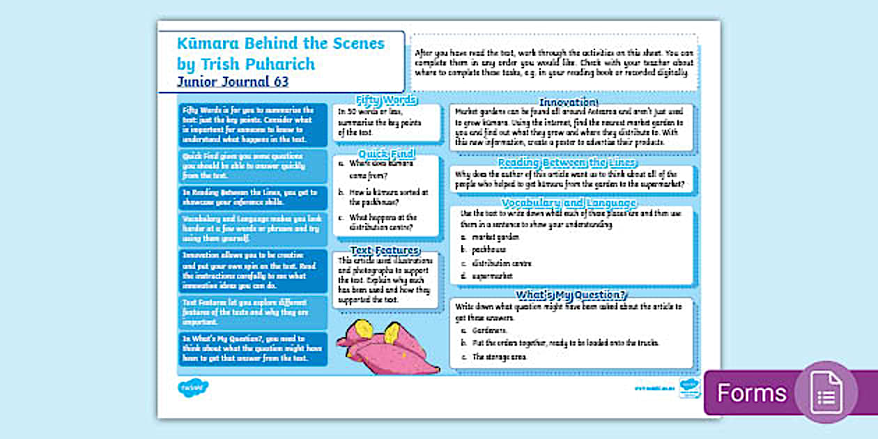 Junior Journal 63 August 2022: Kūmara Behind the Scenes Article Follow-Up