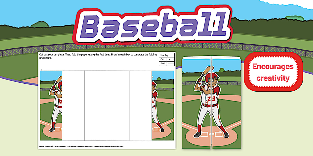 Baseball Folding Art Template - Twinkl Japan