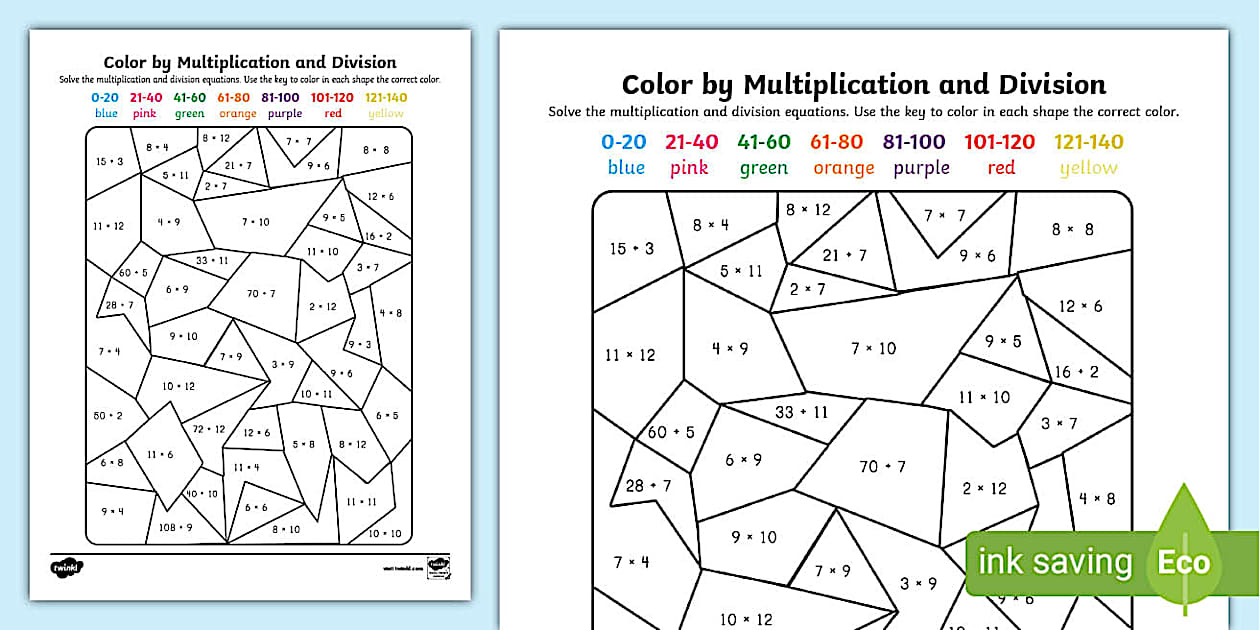 Color by Number Multiplication and Division | Twinkl USA