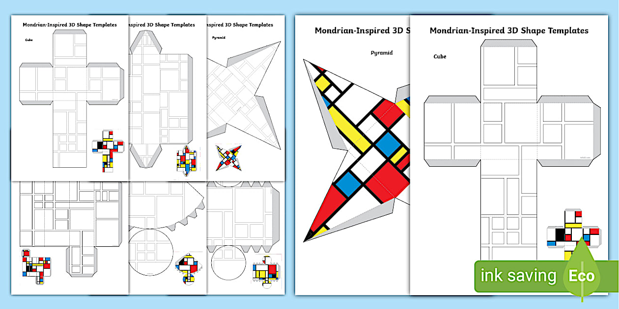 👉 Mondrian-Inspired 3D Shape Templates (Teacher-Made)