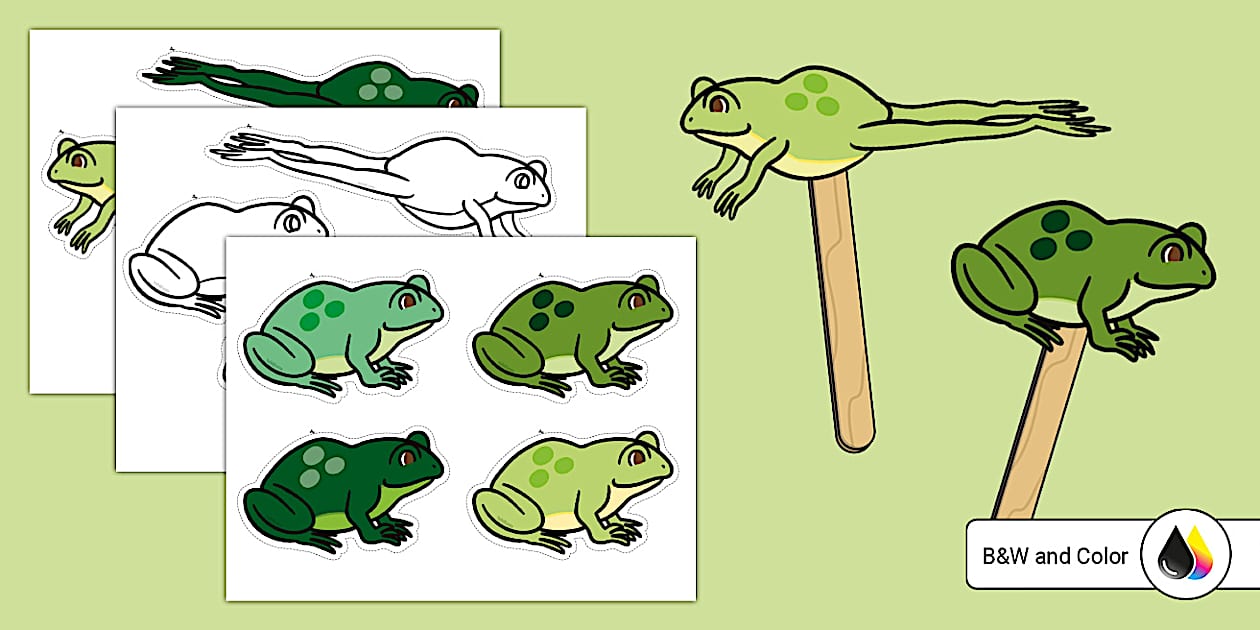 Five Little Speckled Frogs Stick Puppets (teacher made)