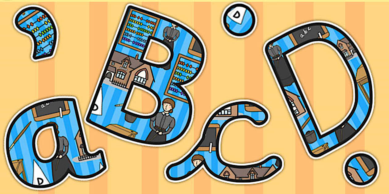 Victorian School Themed Size Editable Display Lettering - school