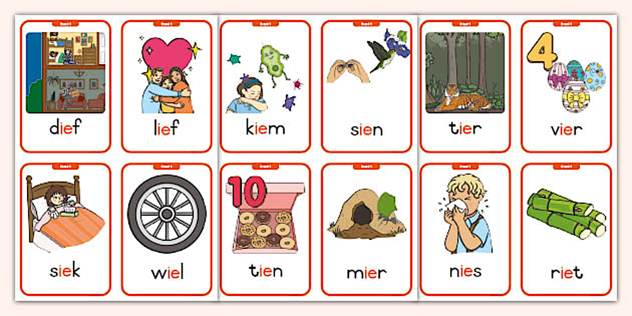 Graad 1 Klanke Flitskaarte ie (Lehrer gemacht) - Twinkl