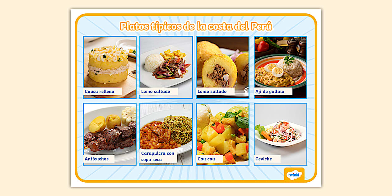 Lámina: Platos típicos de la costa | Twinkl Perú - Twinkl