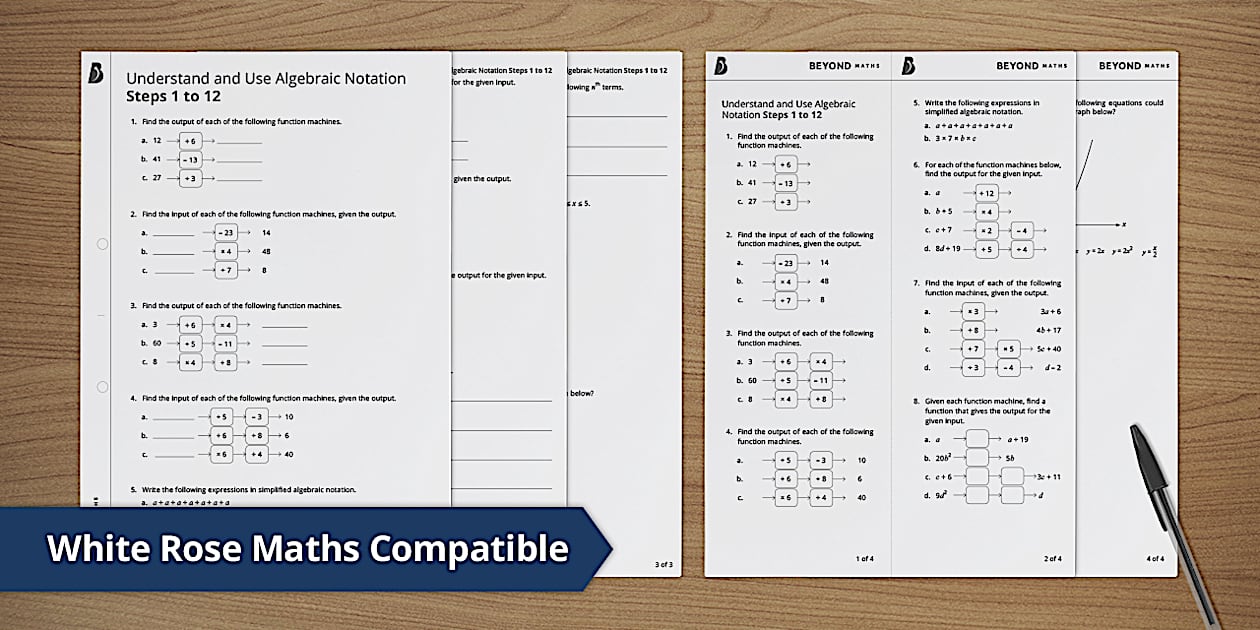 👉 White Rose Maths Secondary Use Algebraic Notation Steps 1 12