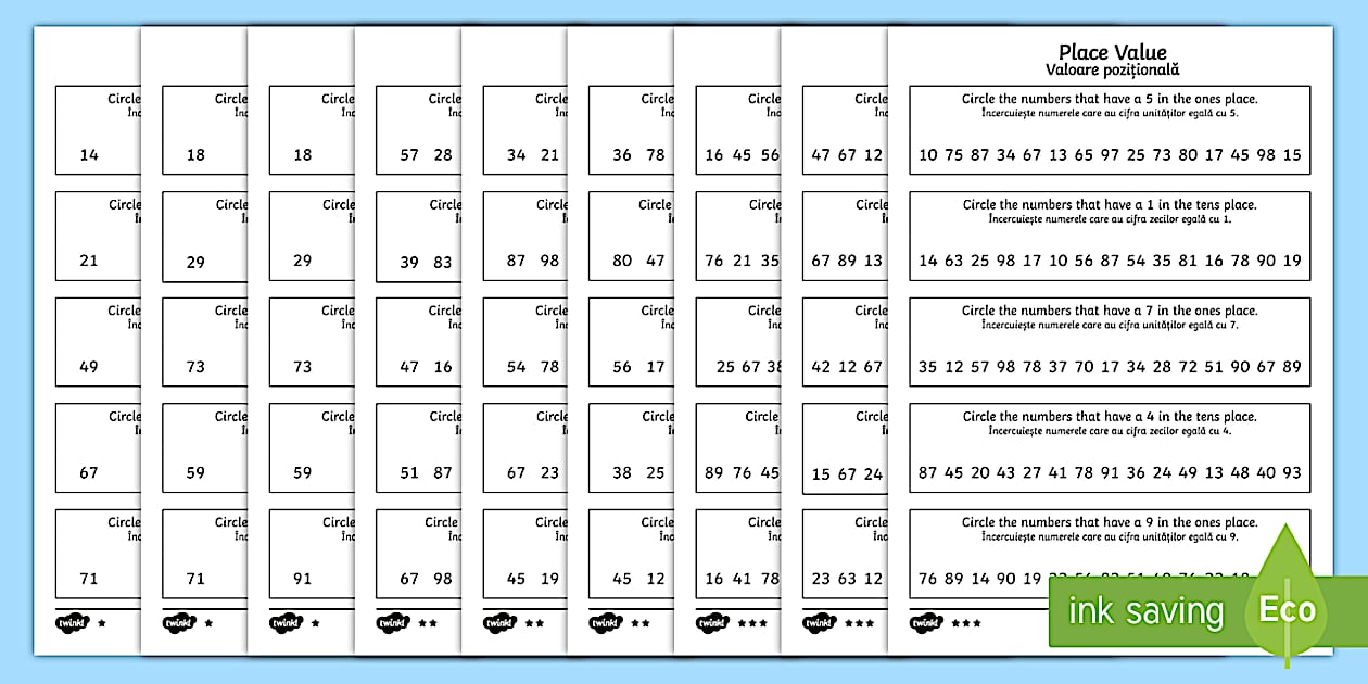 Differentiated Tens and Ones Place Value Worksheet / Worksheet Pack
