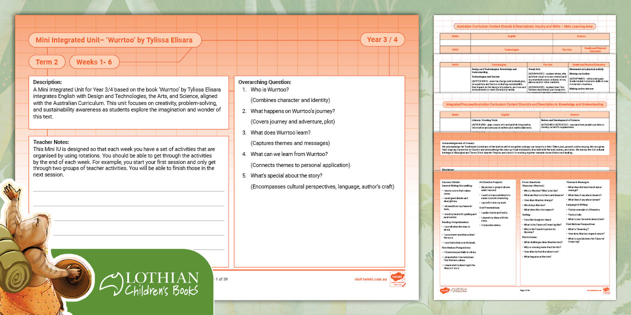 FREE! - Mini IU Years 3-4 'Wurrtoo' Unit Overview | Twinkl