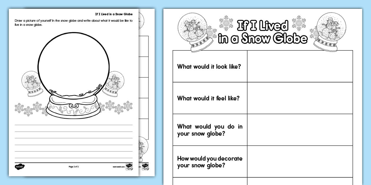 If I Lived in a Snow Globe Writing Worksheet for K-2nd Grade