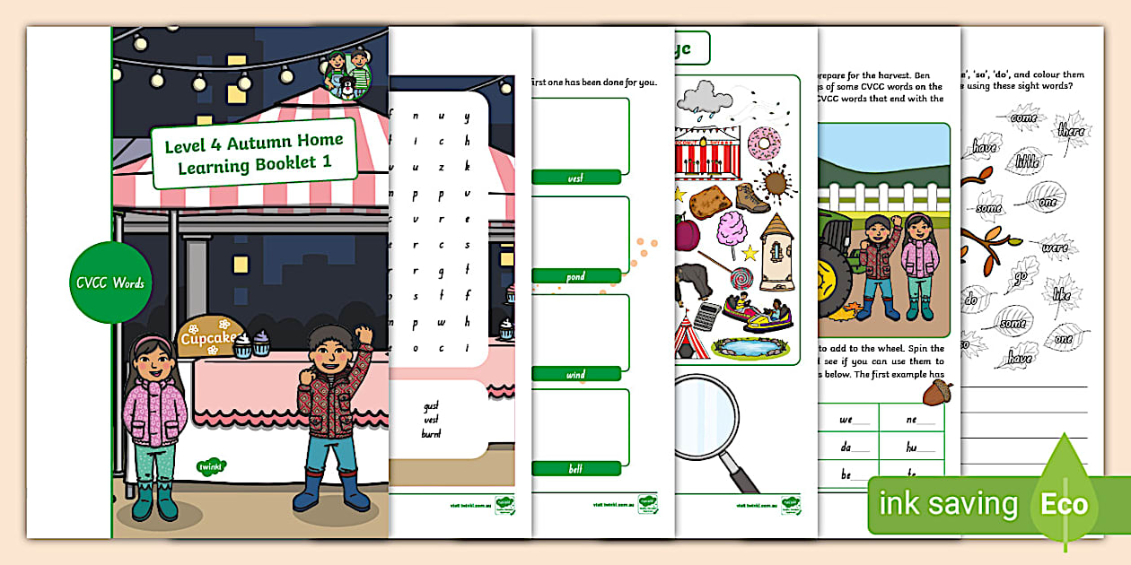 Level 4 Autumn Home Learning Booklet 1: CCVC Words - Twinkl
