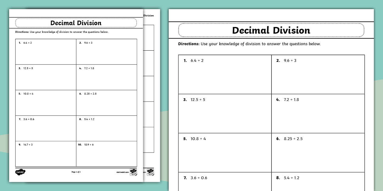 Middle School Basic Skills Decimal Division Intervention Activity