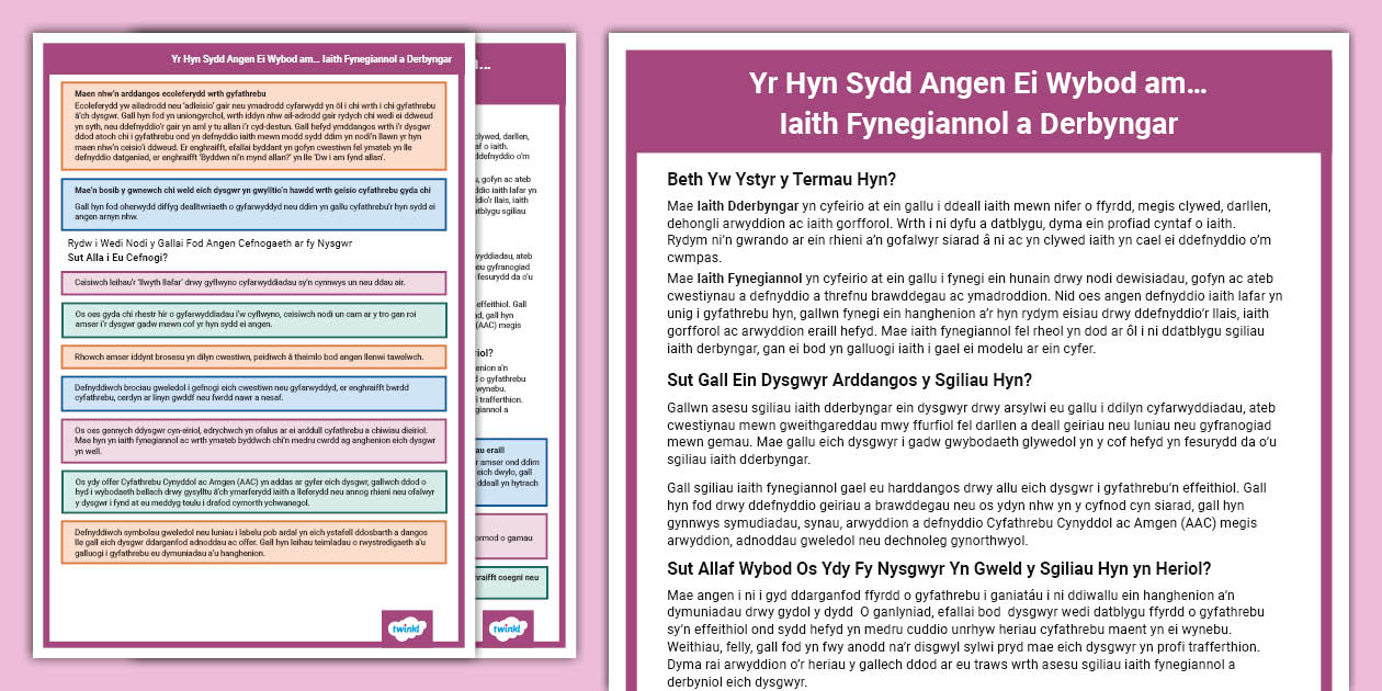 Yr Hyn Sydd Angen Ei Wybod… Iaith Fynegiannol a Derbyngar: CiG