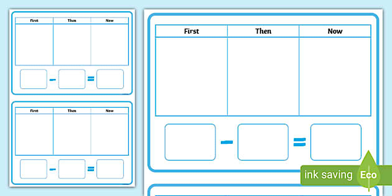👉 EYFS First, Then, Now Subtraction Story Template