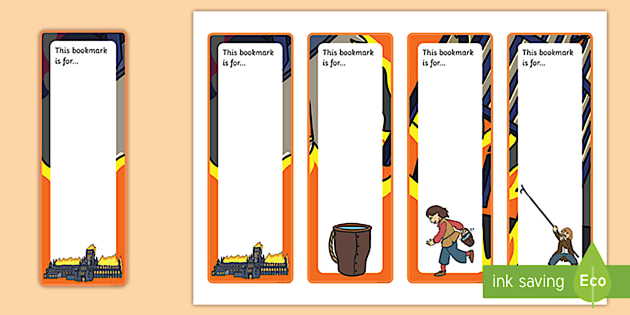 Editable The Great Fire of London Bookmarks (teacher made)