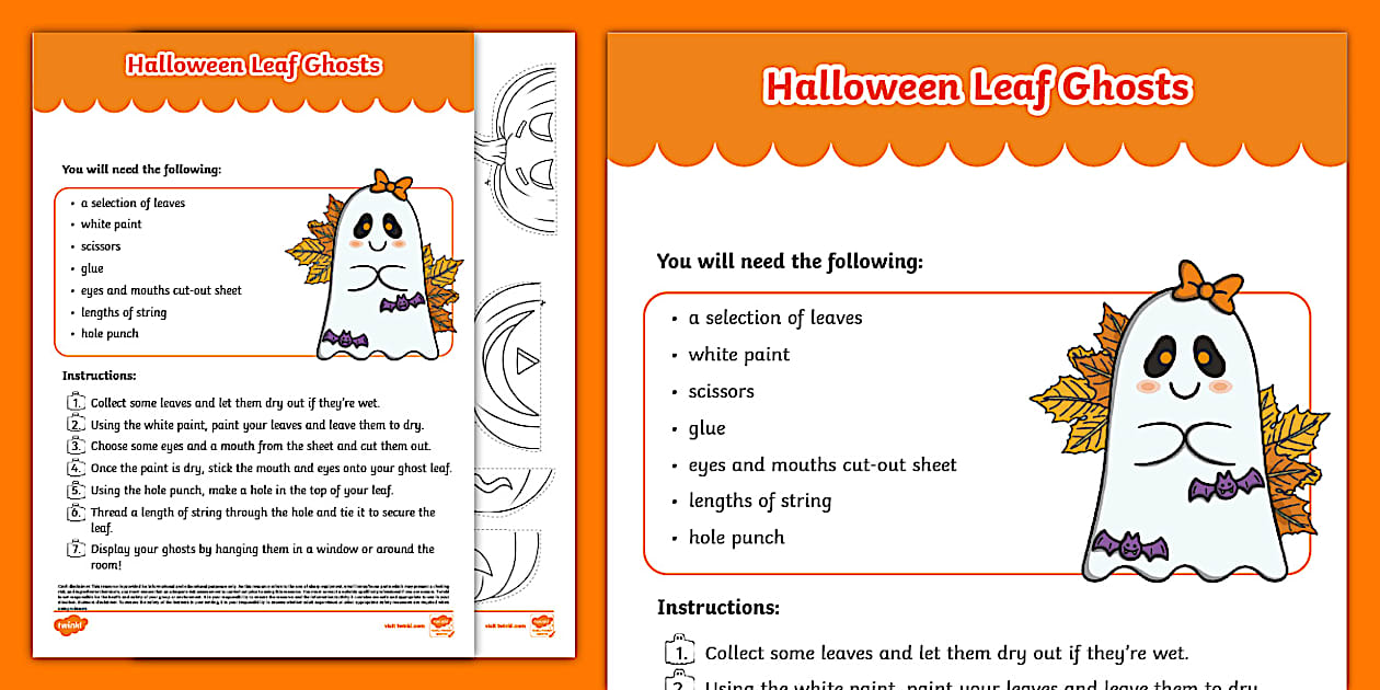 Halloween Leaf Ghosts Craft Activity (Teacher-Made) - Twinkl