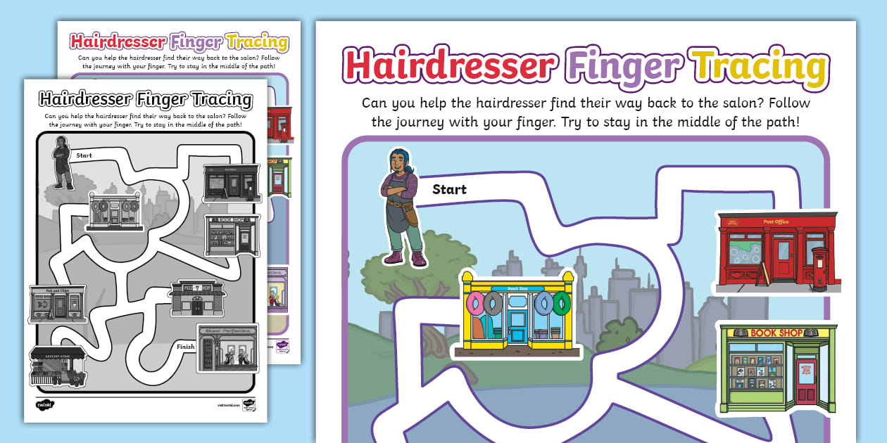 Hairdresser Finger Tracing Activity (teacher made) - Twinkl
