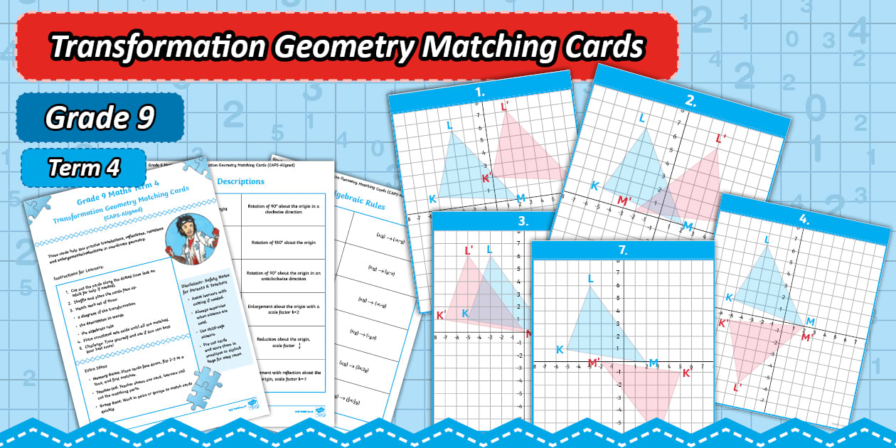 Transformation Geometry Matching Cards Game Grade 9