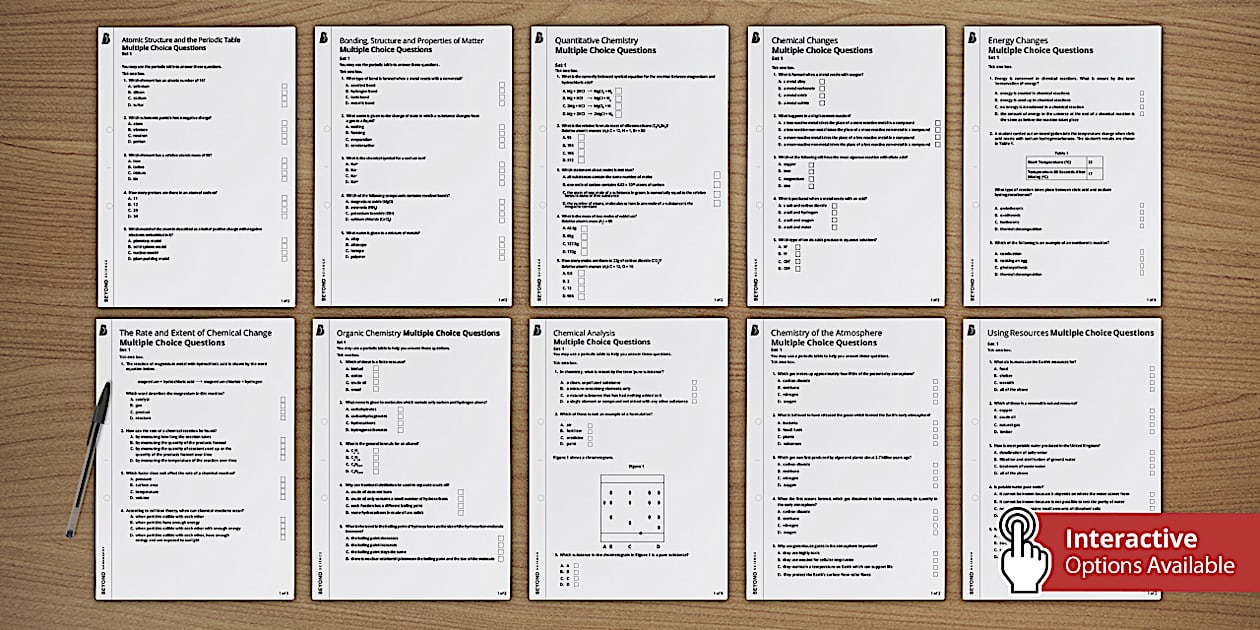 AQA GCSE Chemistry Multiple Choice Questions Revision Pack AQA GCSE Chemistry Multiple Choice Questions Revision Pack
