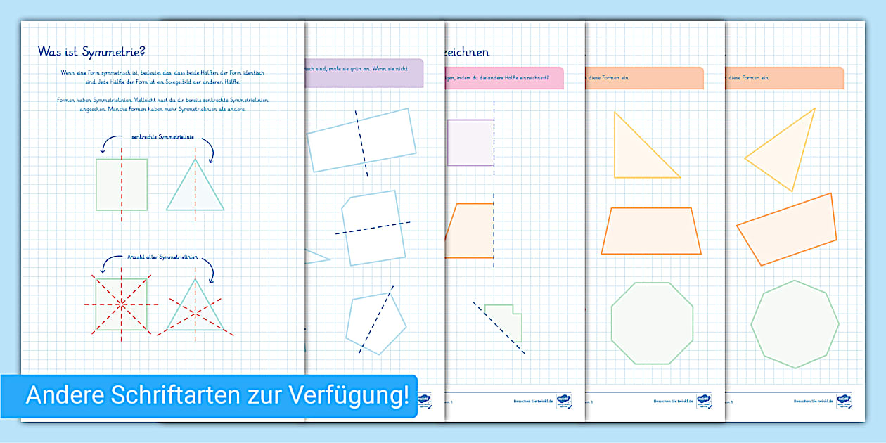 Symmetrielinien - Arbeitsblätter (teacher made) - Twinkl