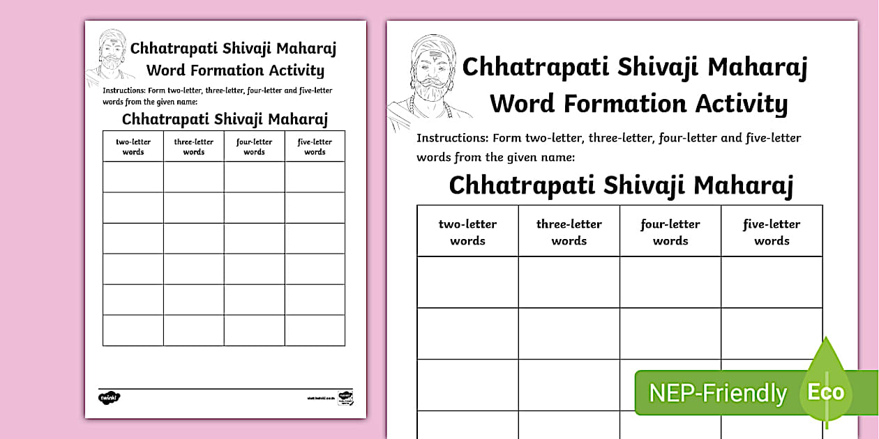 Chhatrapati Shivaji Maharaj Word Formation Activity