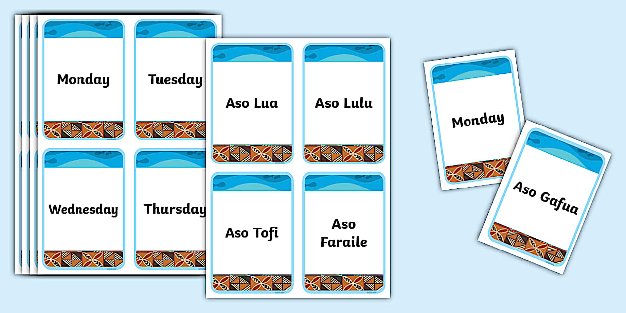 Samoan Language Days of the Week Matching Cards - Twinkl