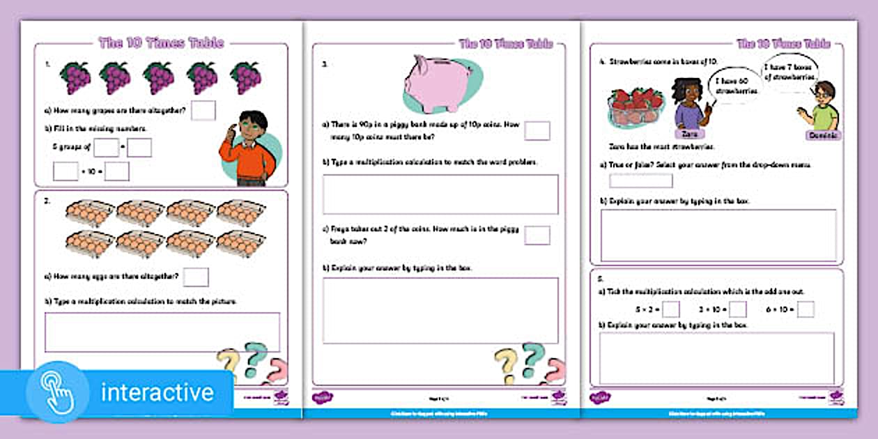 👉 Interactive PDF: Supports White Rose Maths Y2:10 Times Table