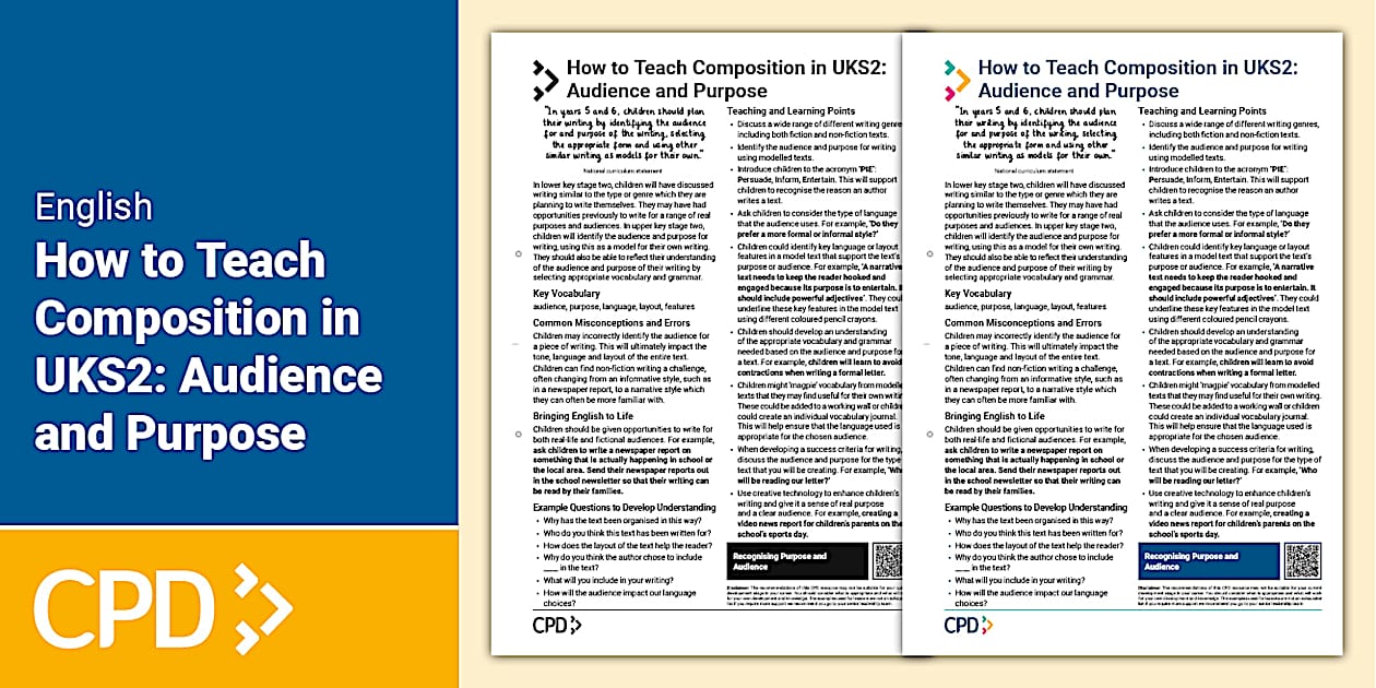 How to Teach Composition in UKS2: Audience and Purpose