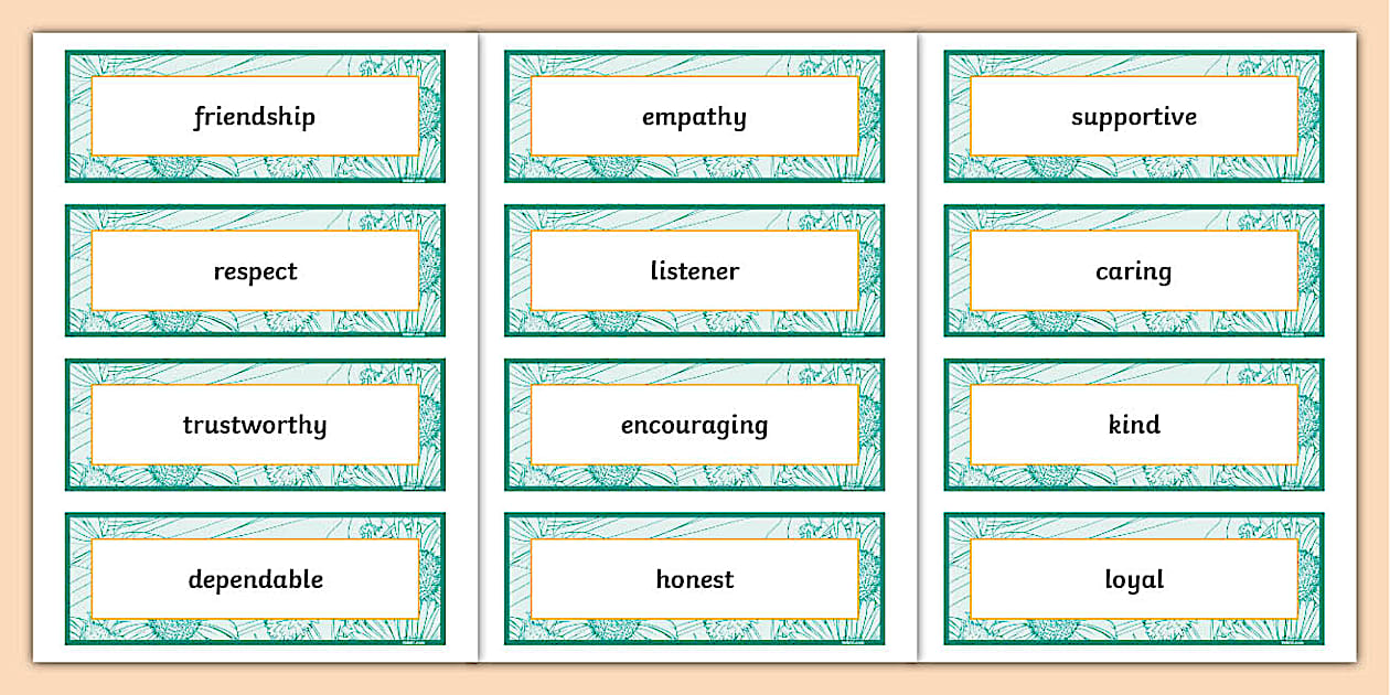 World Friendship Day - Word Cards
