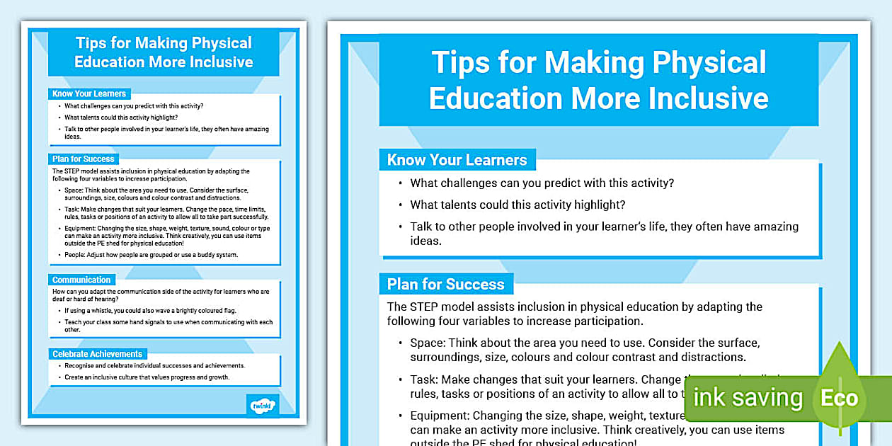 Making Physical Education Inclusive Poster (teacher made)