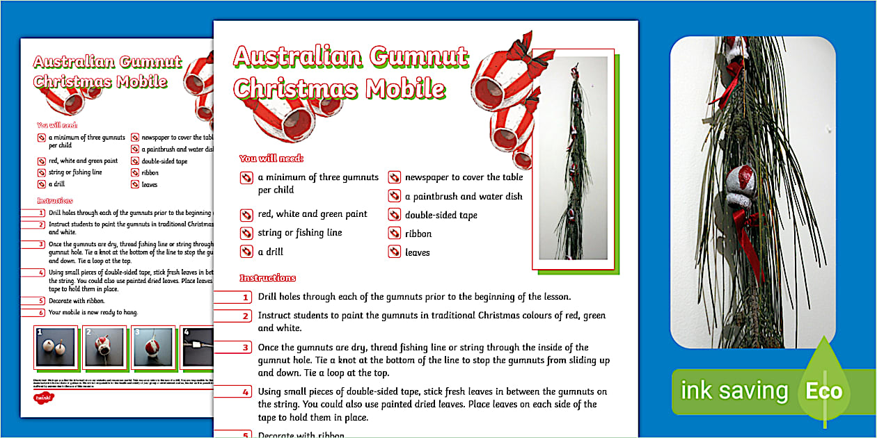 Australian Gumnut Christmas Mobile (teacher made) - Twinkl