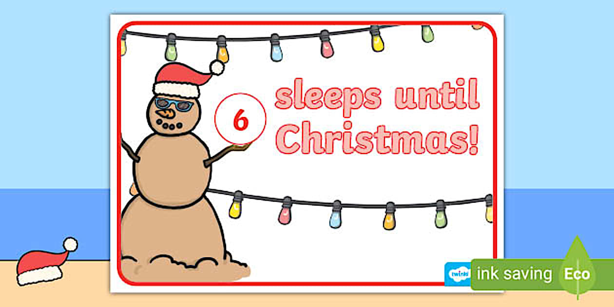 SA Sleeps Until Christmas Countdown Display Sign - Twinkl