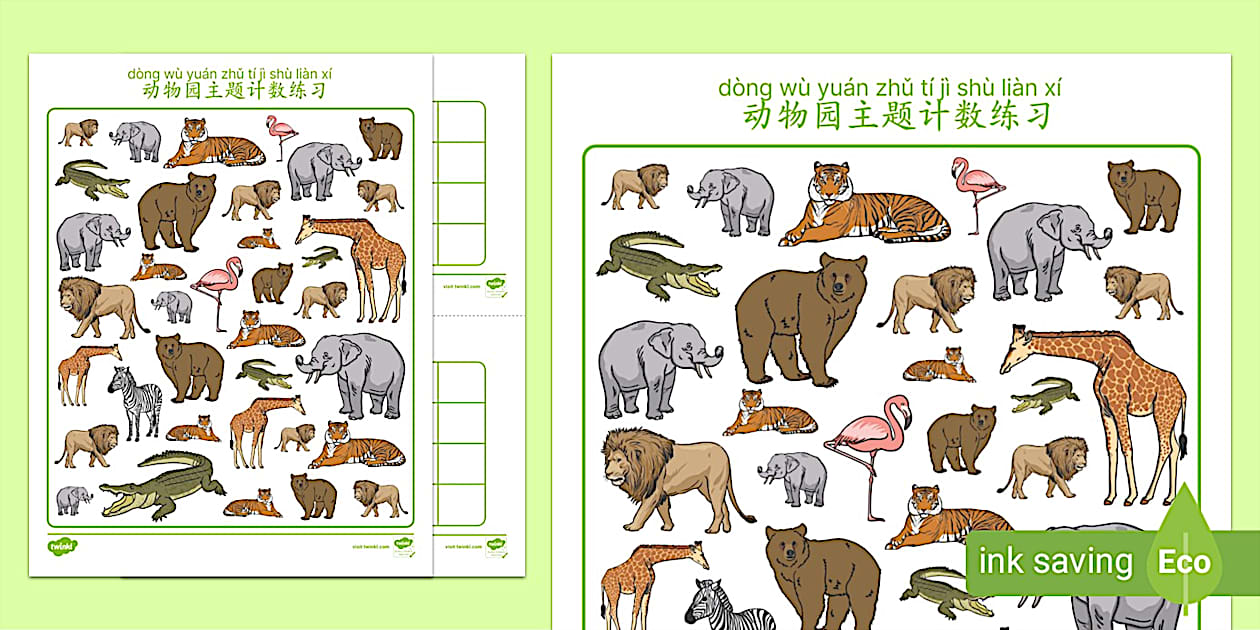 *Chinese with Pinyin Zoo Animals I Spy Activity * - Twinkl