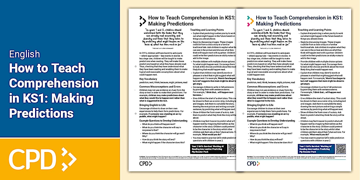 How to Teach Comprehension in KS1: Making Predictions